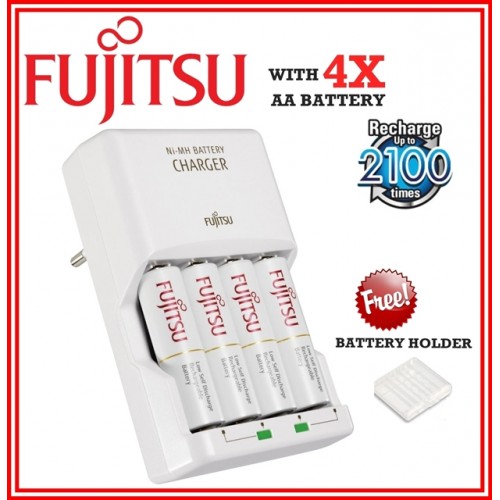 Fujitsu AA 2000mah 4pcs Basic Rechargeable Battery Charger Set ( FCT343 ...